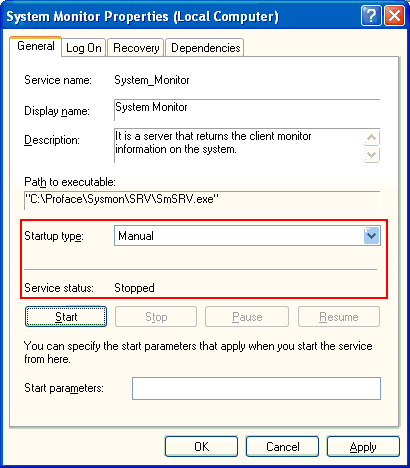 Stop the System Monitor service procedure